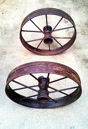 2 Matching, Iron (?), 10-Spoke Tractor (?) Or Tires Rims ...